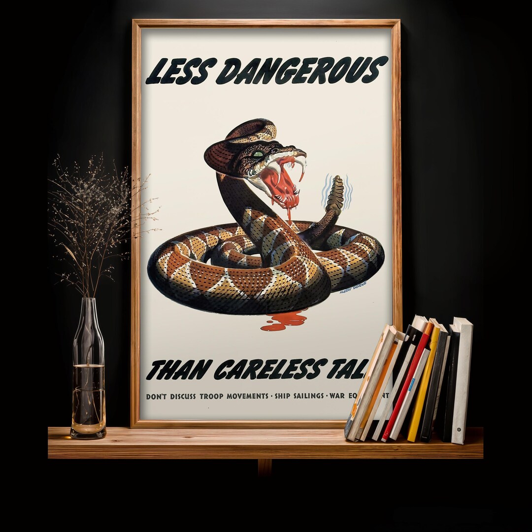 Less Dangerous Than Careless Talk Poster, US Marine Wall Art, Retro ...