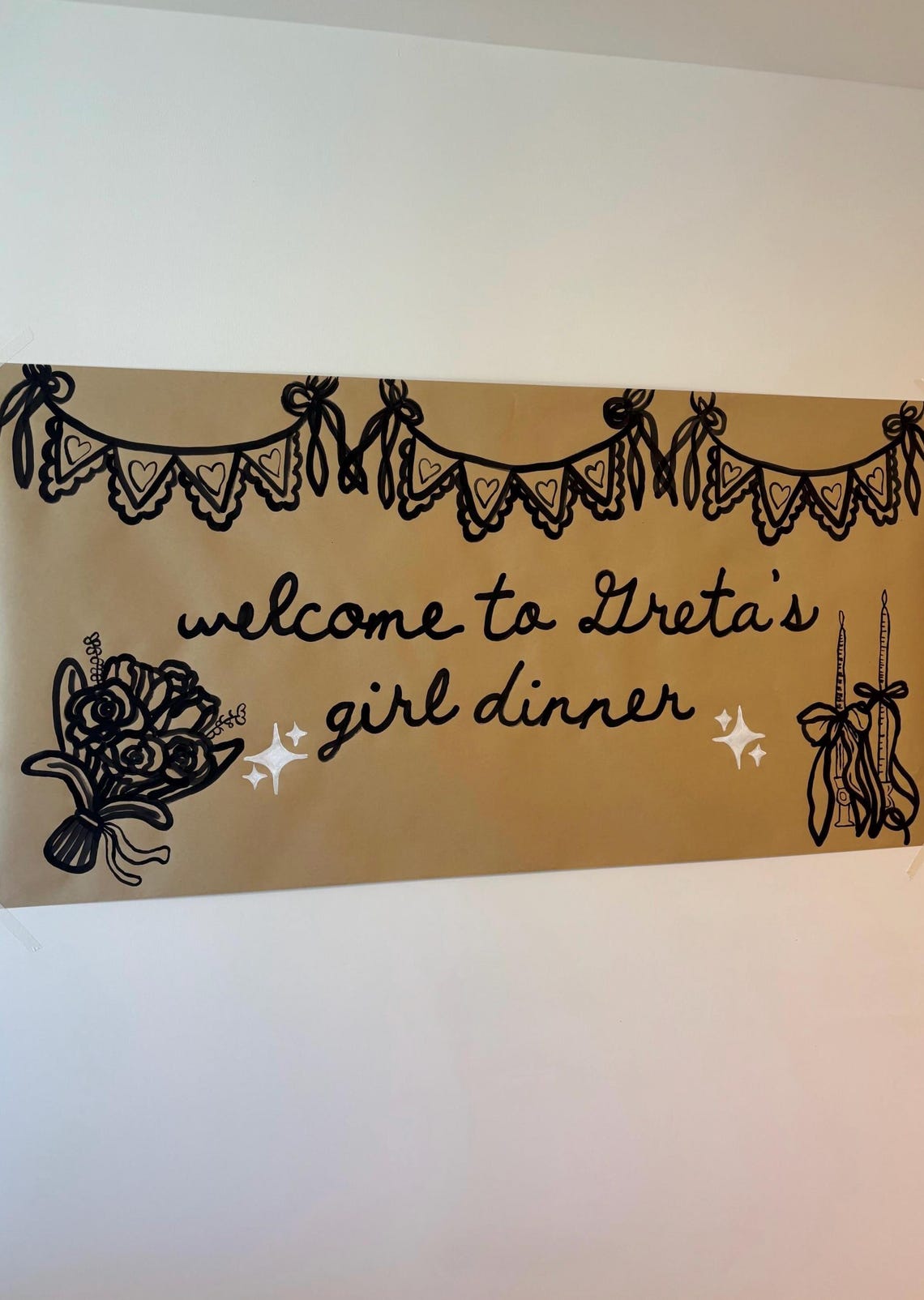 Hand-painted Custom Dinner Party Banner - Girl Dinner - Etsy