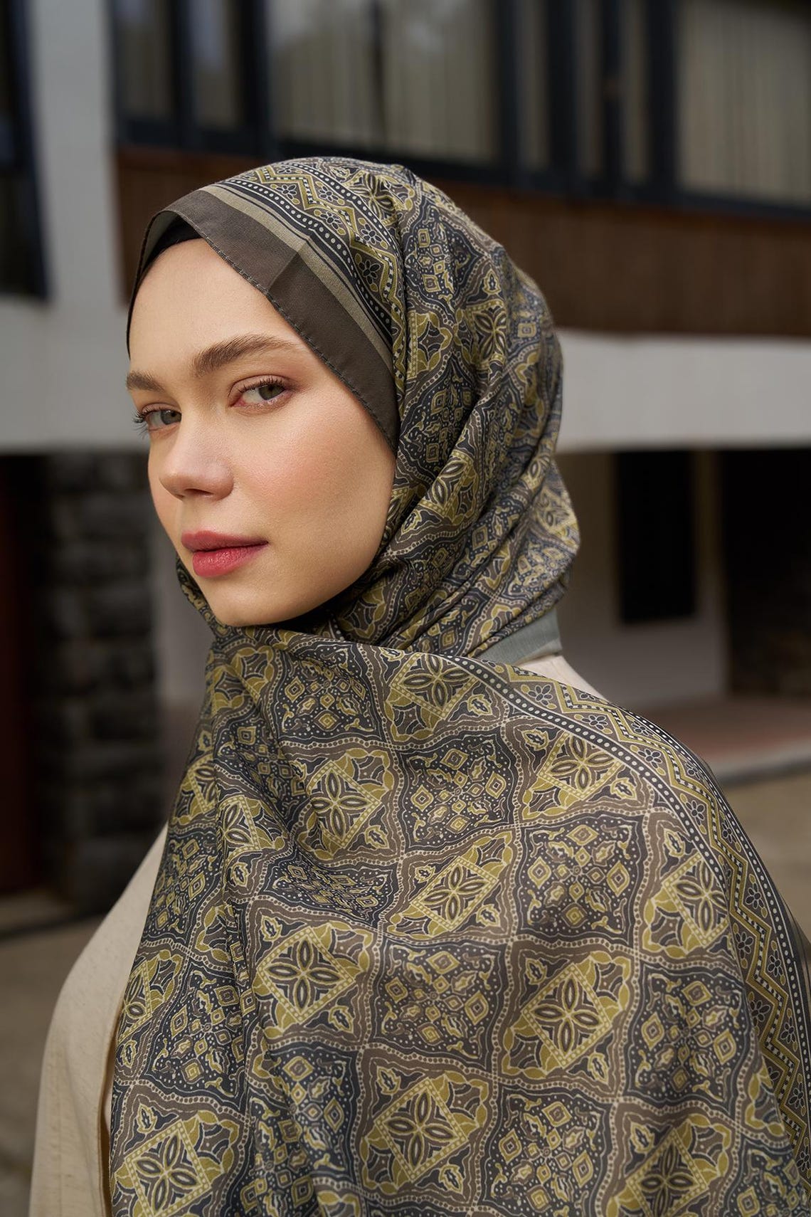Motif Pattern Cotton Hijab 75x200cm | Lightweight Muslim Headscarf ...