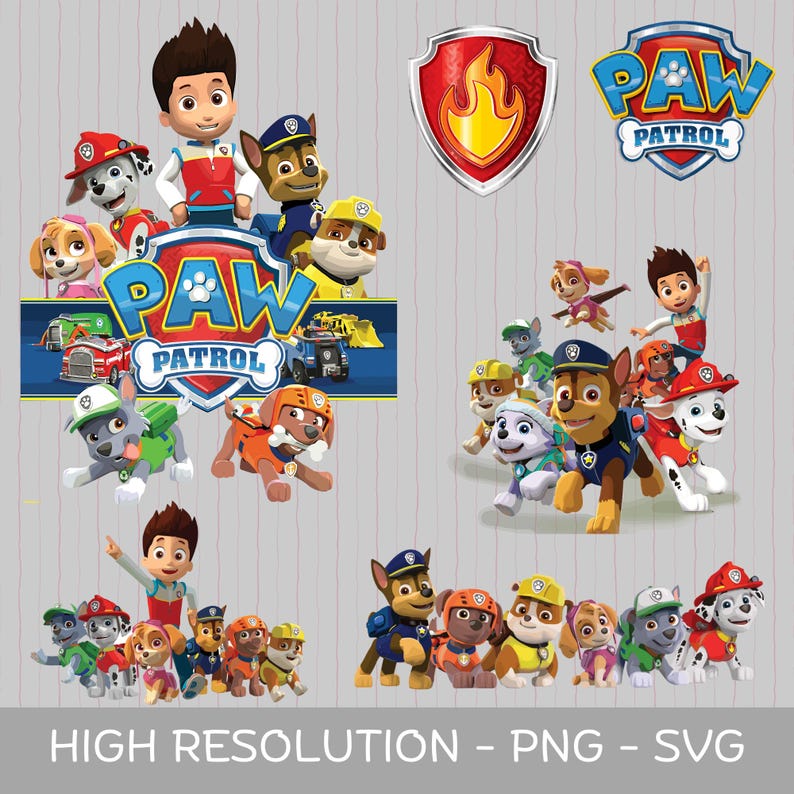 Paw Patrol SVG Bundle: High-res PNG Clipart for Cricut - Etsy Canada