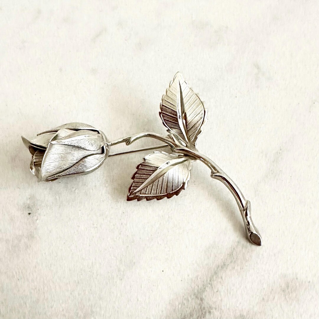 Vintage Giovanni Silver Tone Tulip Brooch – Mid Century Floral Pin ...
