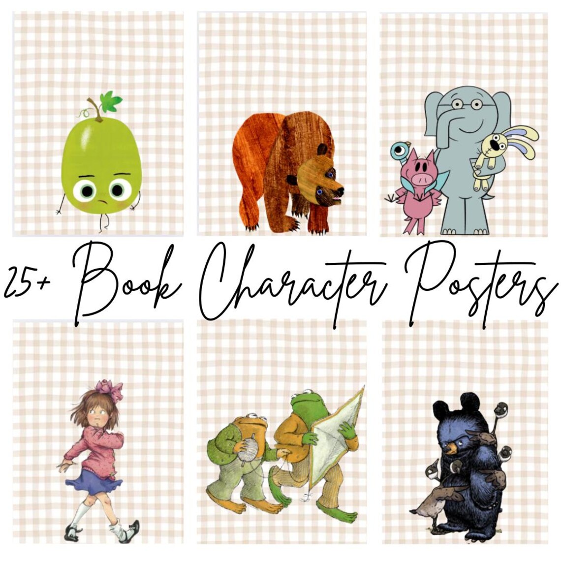 Neutral Book Character Posters - Etsy