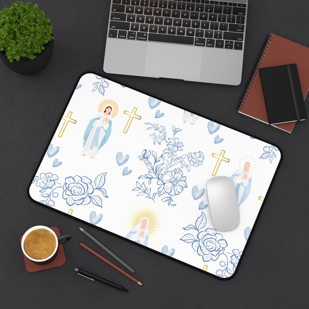 Virgin Mary Desk Mat: Catholic Art, Religious Office Decor - Etsy