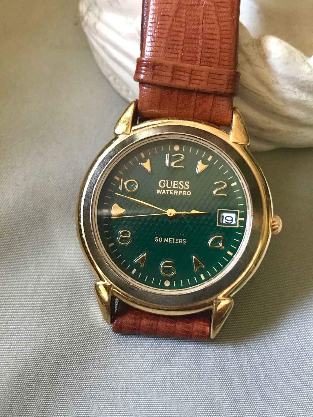 Vintage Guess Classic Green Face 1995 Watch Leather Band - Etsy