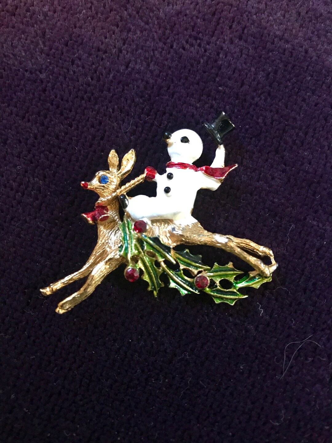 Jack Frost Riding Rudolph RARE Brooch Vintage Christmas Brooch - Etsy