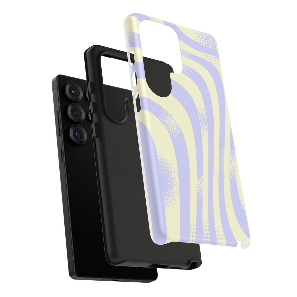 Pastel Wavy Retro Phone Case, Abstract Purple and Yellow Aesthetic ...