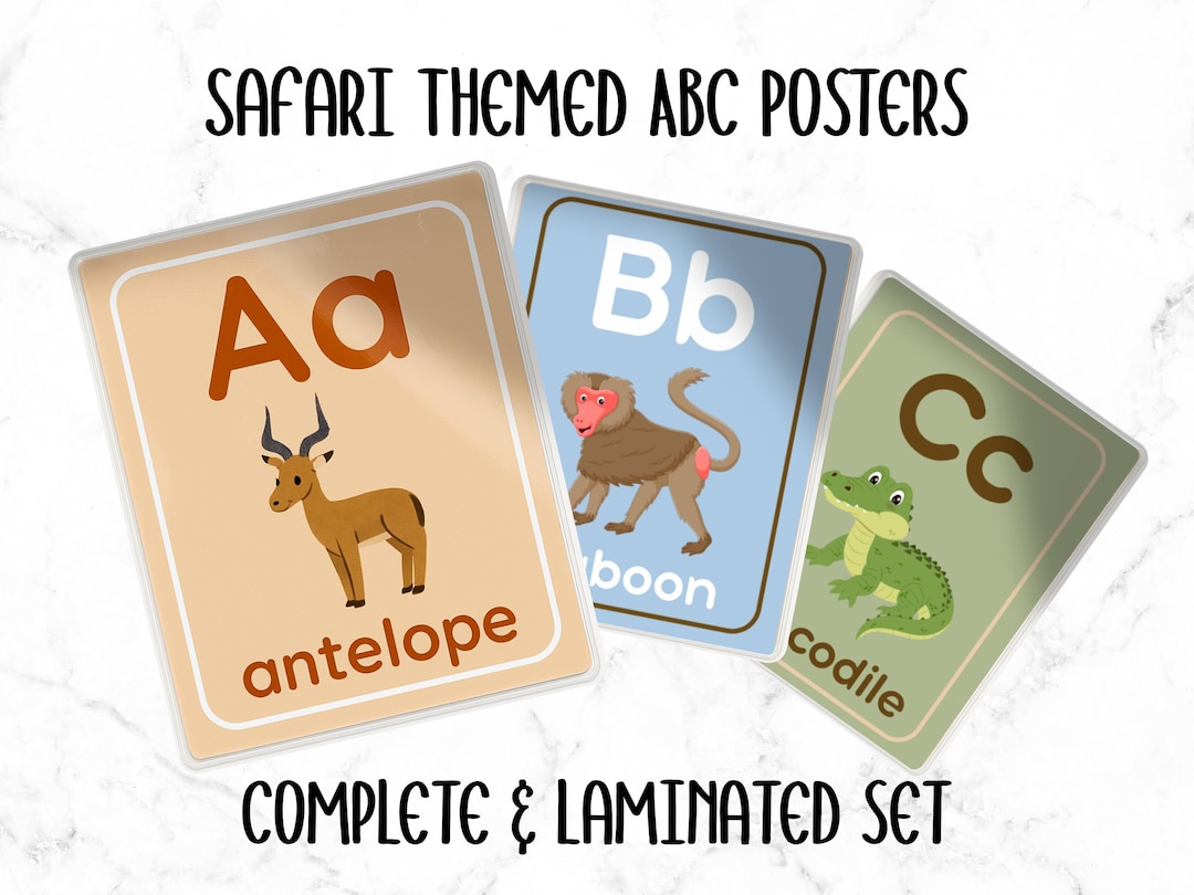 Safari Theme ABC Posters Completed Laminated Set - Etsy UK