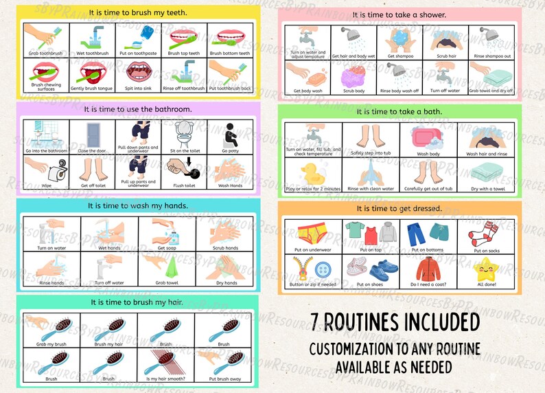 Daily Routine Visual Schedules–velcro Token Board–personal Hygiene - Etsy