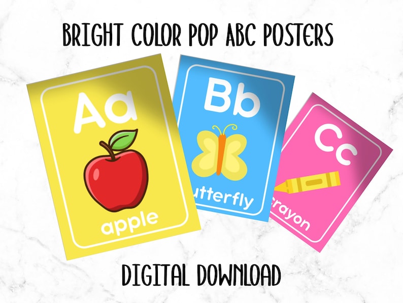 Bright Color Pop ABC Posters Digital Download - Etsy