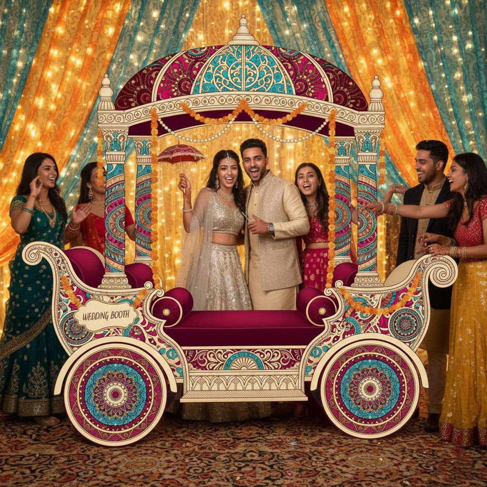 Indian Wedding Maharaja Carriage Photo Booth Prop, Desi Bridal Decor ...