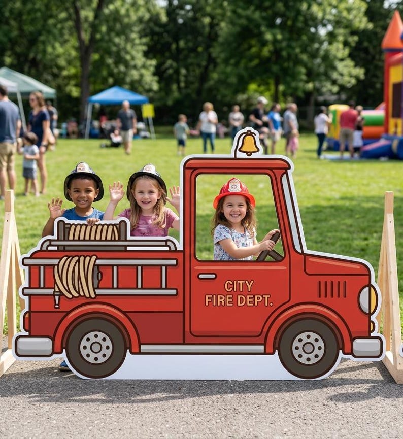 Fire Truck Photo Booth Prop, Fire Hydrant Standee, Rescue Party Decor ...