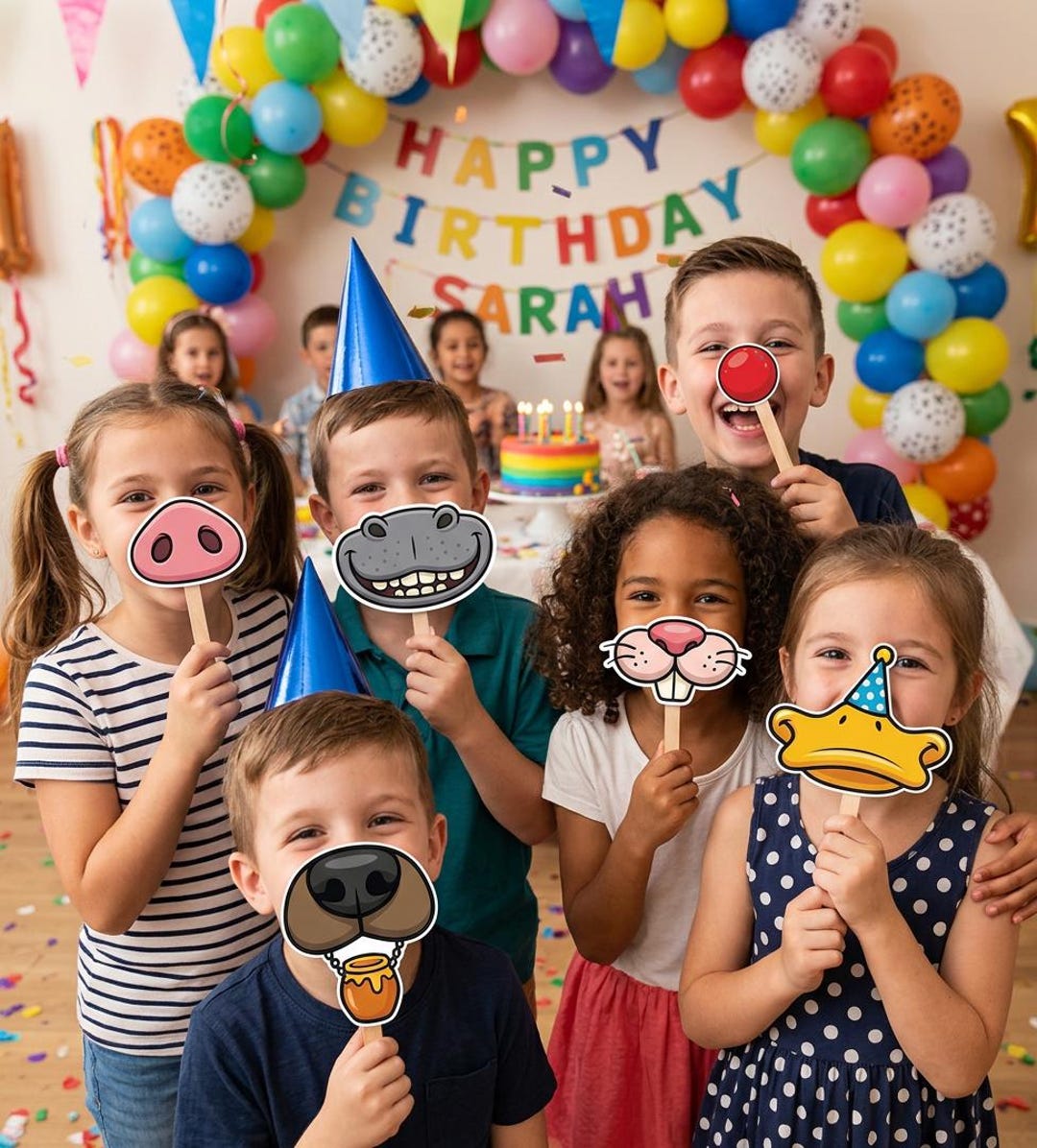 12 Animal Photo Booth Props Bundle, Funny Face Party Cut Files (digital ...