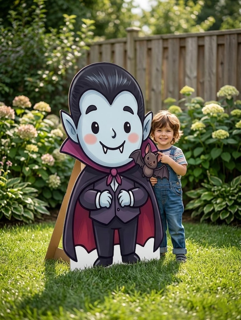 Cartoon Vampire Standee, Halloween Spooky Birthday Prop (SVG PNG PDF ...