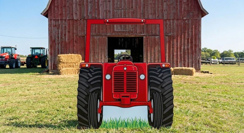 Red Tractor Photo Booth Prop, Farm Birthday Party Decor (SVG PDF) - Etsy