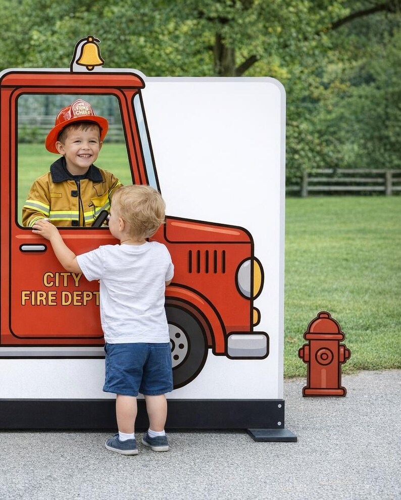 Fire Truck Photo Booth Prop, Fire Hydrant Standee, Rescue Party Decor ...