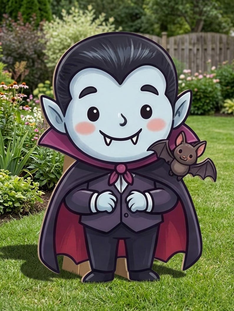 Cartoon Vampire Standee, Halloween Spooky Birthday Prop (SVG PNG PDF ...