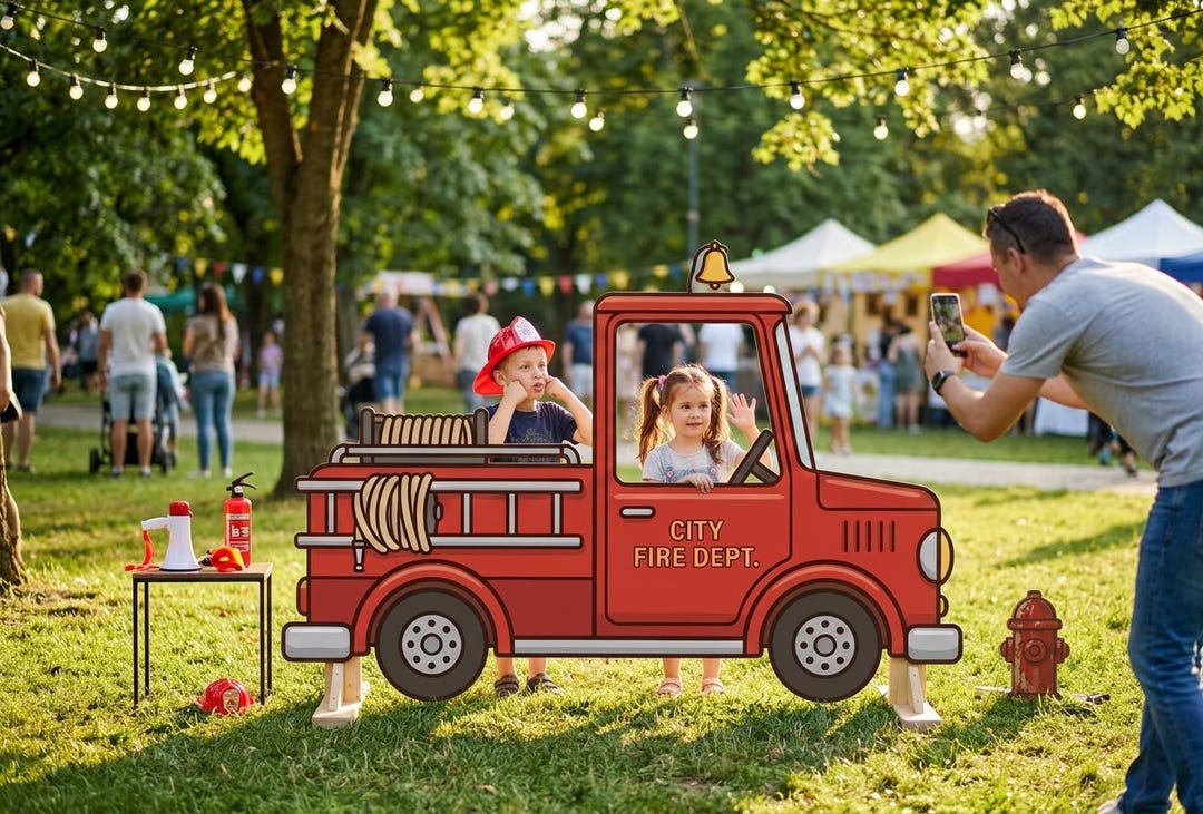 Fire Truck Photo Booth Prop, Fire Hydrant Standee, Rescue Party Decor ...