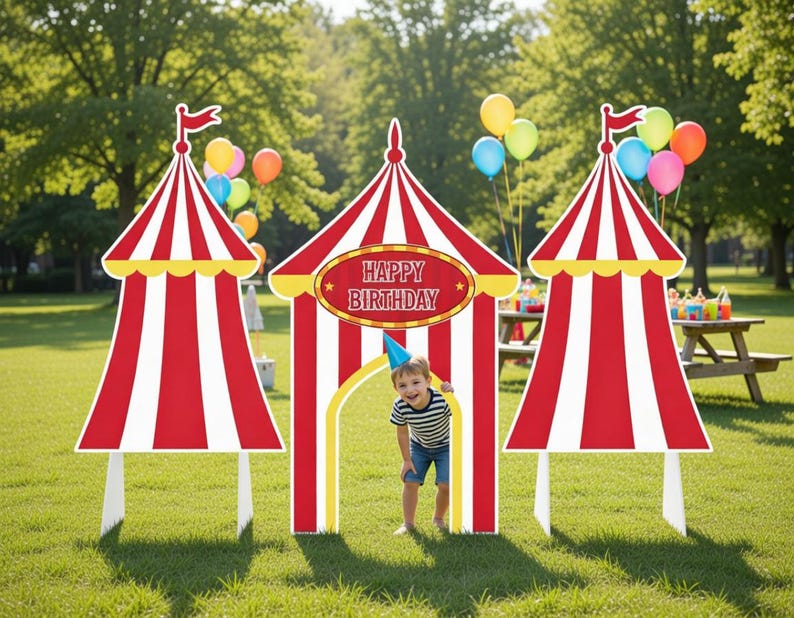 Circus Carnival Birthday Arch Backdrop, Red Yellow Tent Photo Booth ...