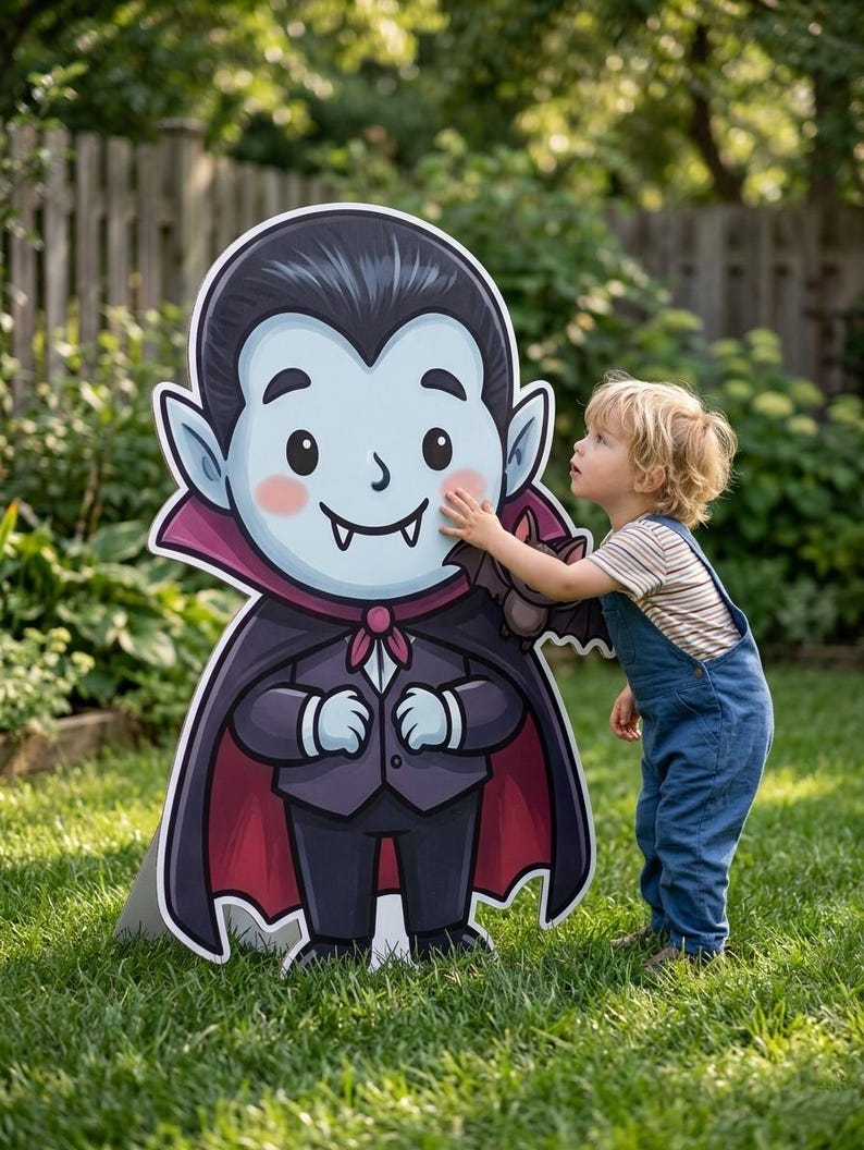 Cartoon Vampire Standee, Halloween Spooky Birthday Prop (SVG PNG PDF ...