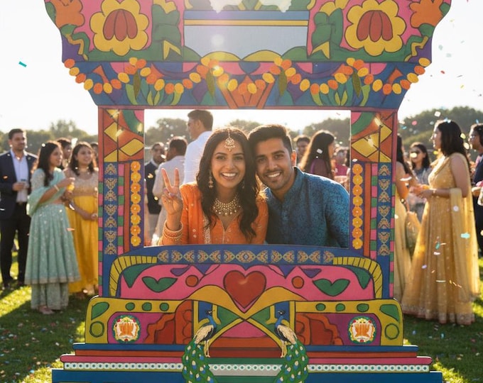 Desi Truck Art Photo Booth Backdrop: Mehndi Wedding Party Decor (SVG ...