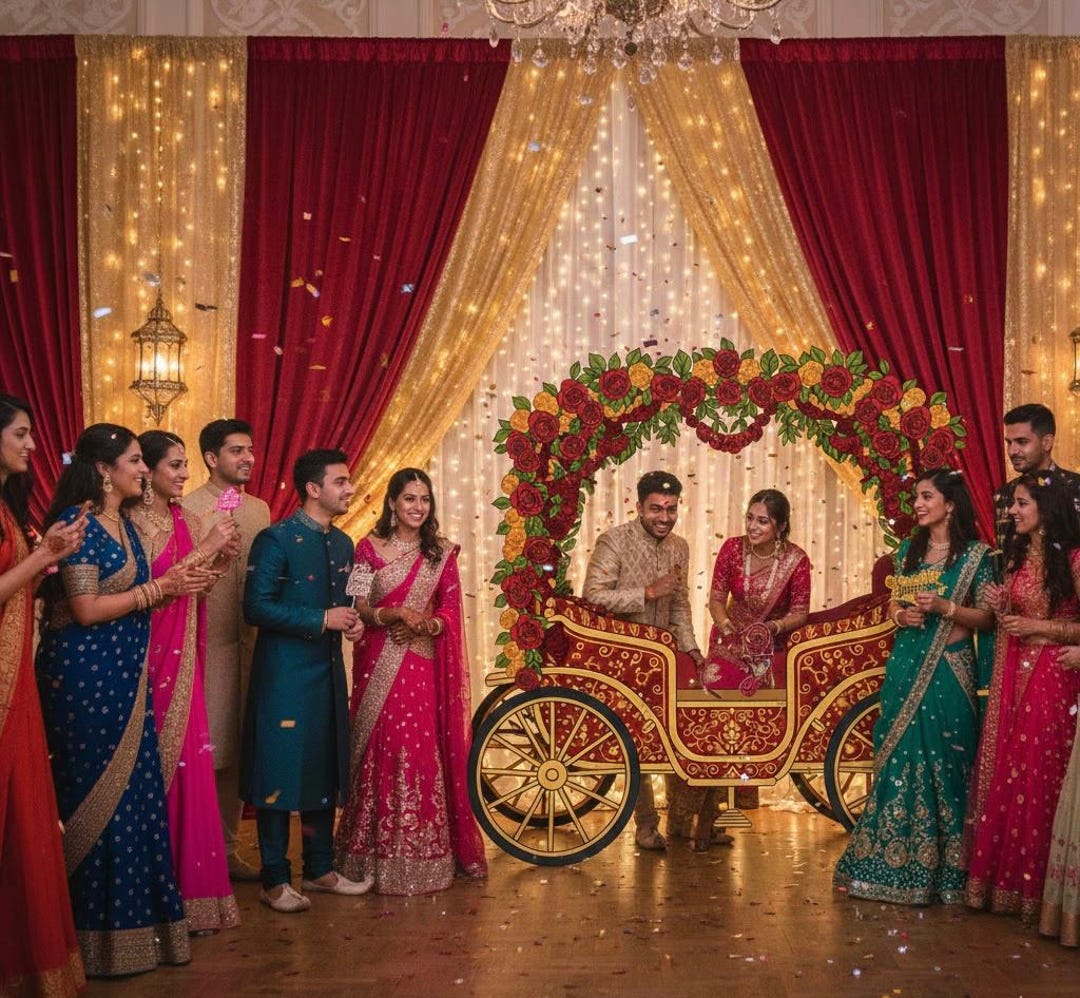 Royal Rose Wedding Mehndi Photo Booth Carriage | Printable Floral Doli ...