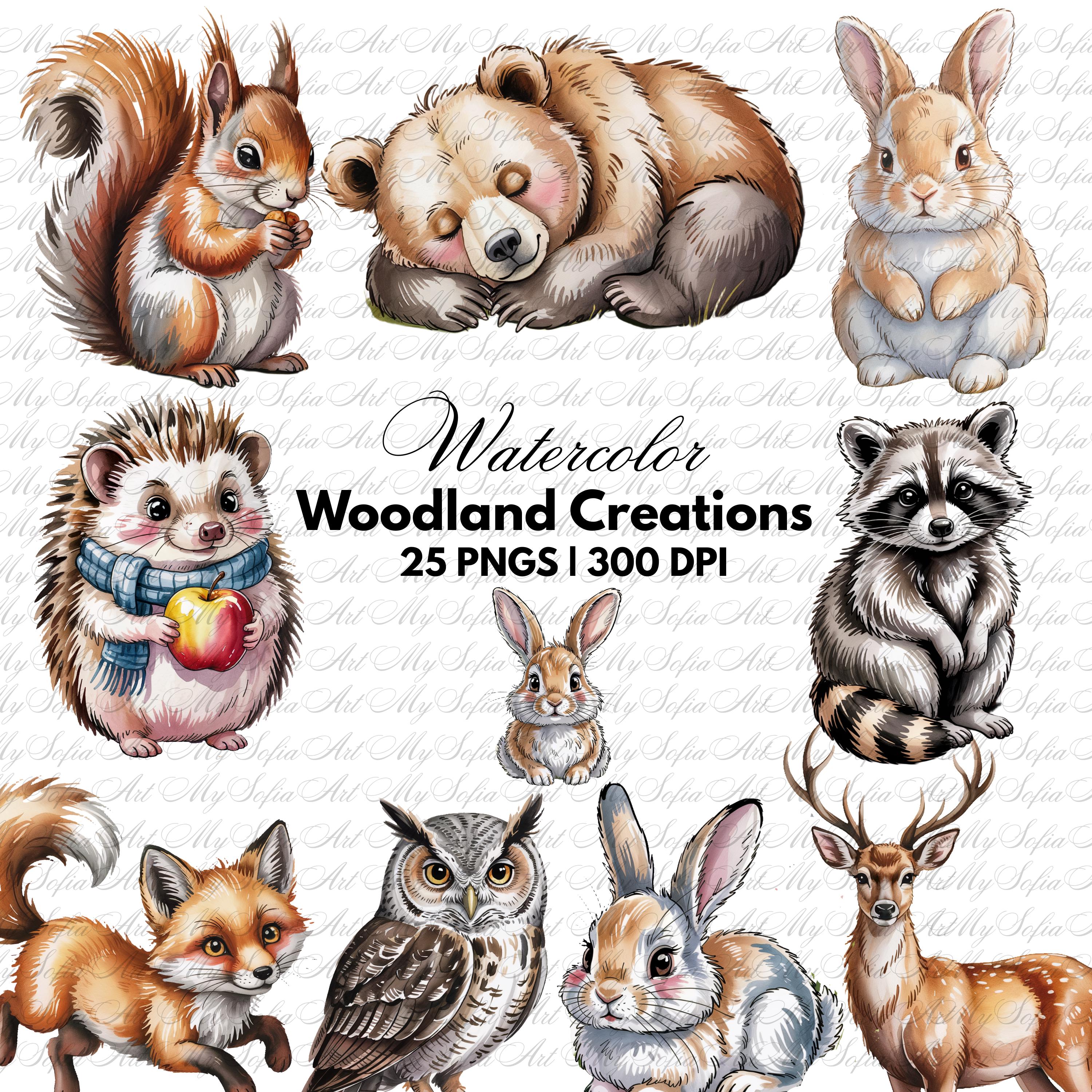 Watercolor Woodland Animals Clipart Set: Forest Creatures Pngs (digital ...
