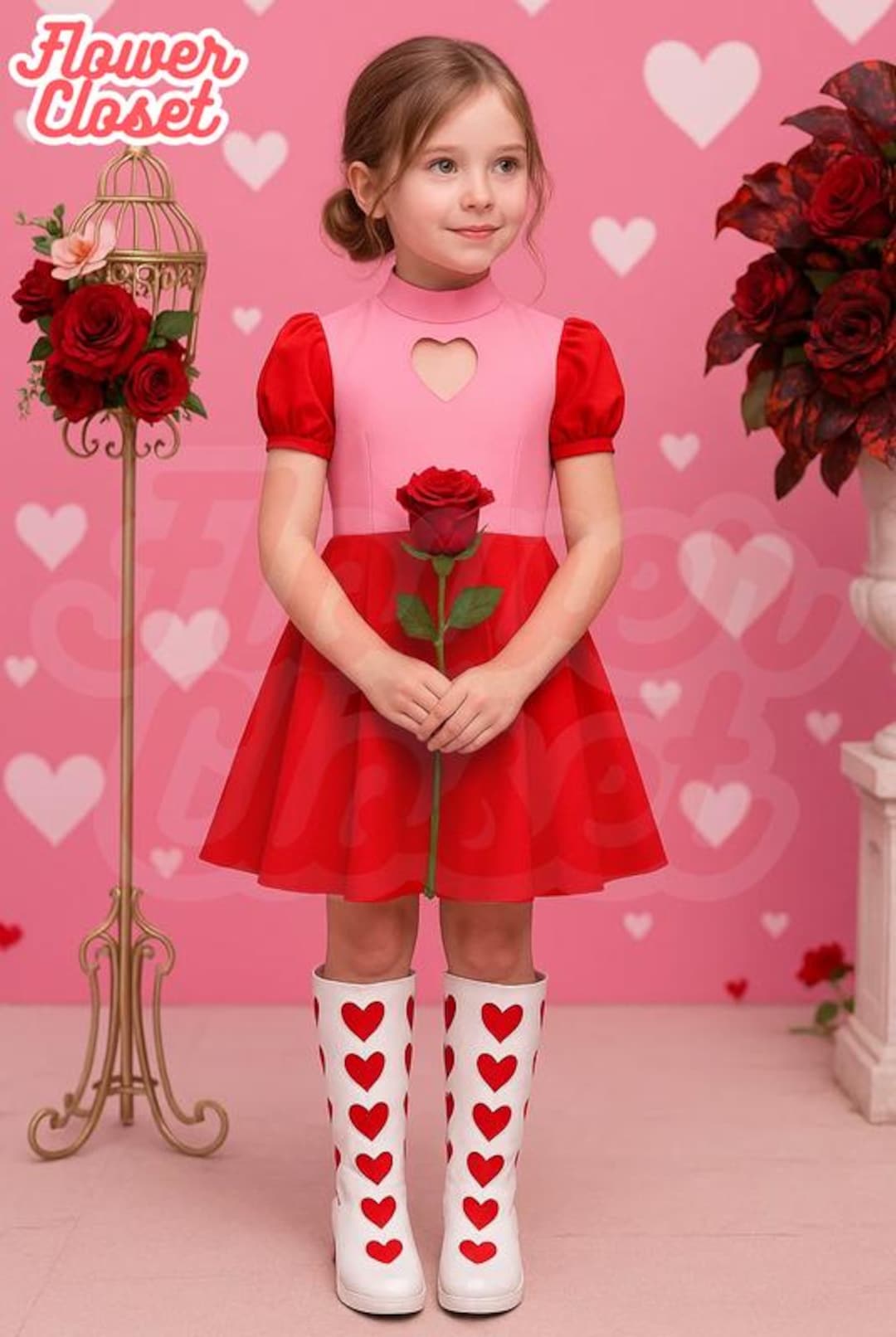 Valentines Day Girls Dress, Love Pink Dress, Perfect Hearts Girl ...
