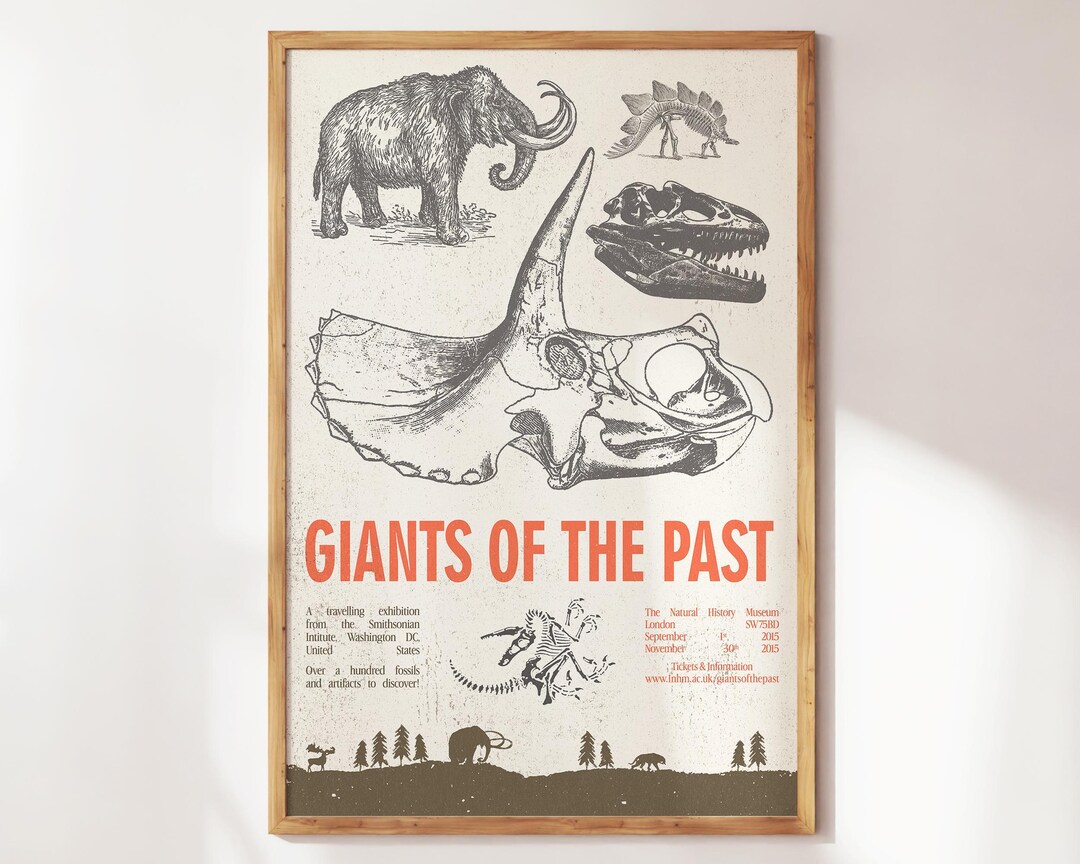 Giants of the Past Poster | Ancient Animals Wall Art | Fossil Print ...