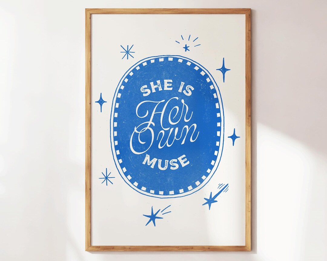 She is Her Own Muse, Girly Wall Art, Inspirational Quote, Trendy ...