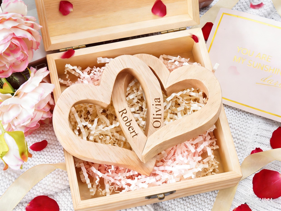 Personalized Interlocking Wooden Hearts,customized Wedding Wood Heart ...