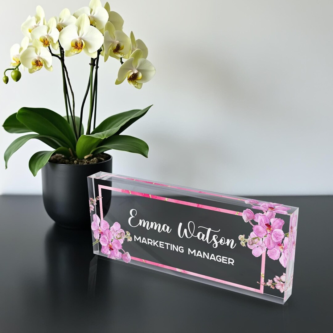 Acrylic Desk Name Plaque Women - Custom Name Plate for Desk - Small ...