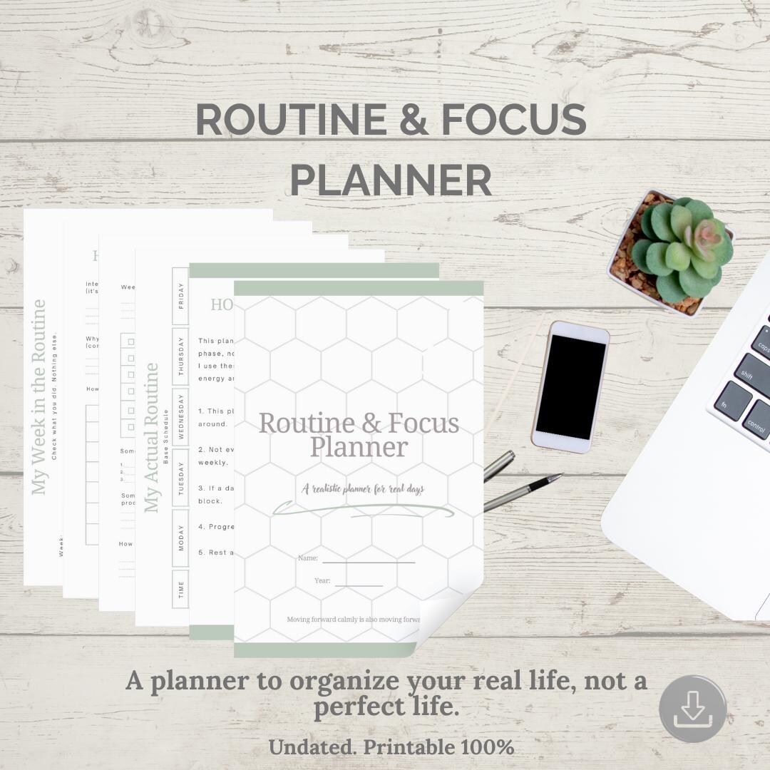 Printable Routine & Focus Planner | Undated Weekly and Monthly ...