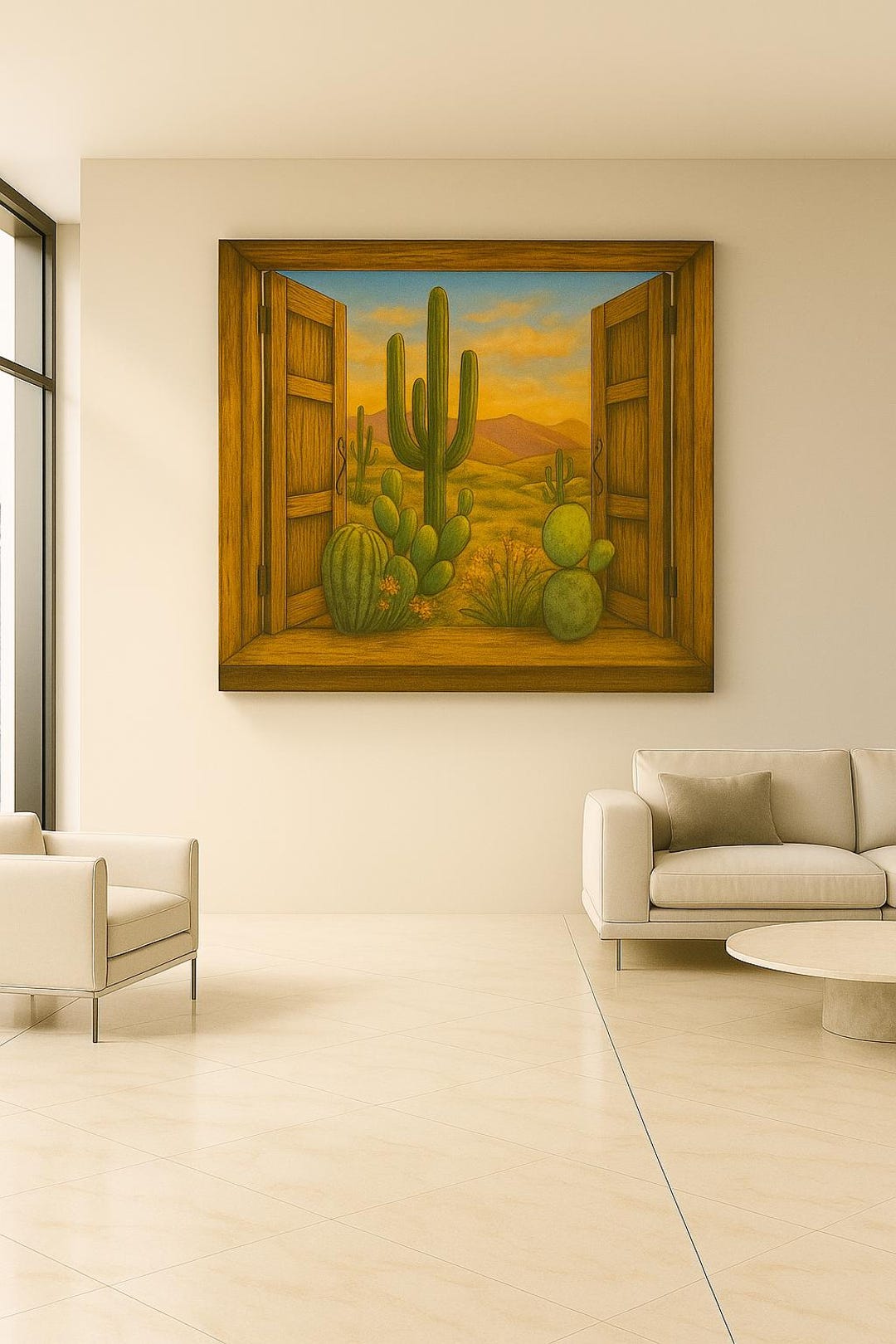 Rustic Window Desert Sunset Print: Western Cabin Wall Art - Etsy