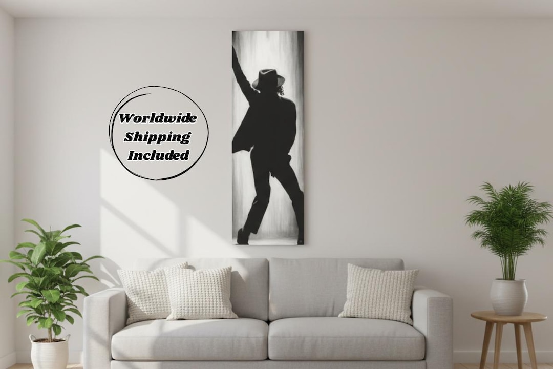 Moonwalk Silhouette Canvas Art - Iconic Dance Pose Black & White | 80s ...