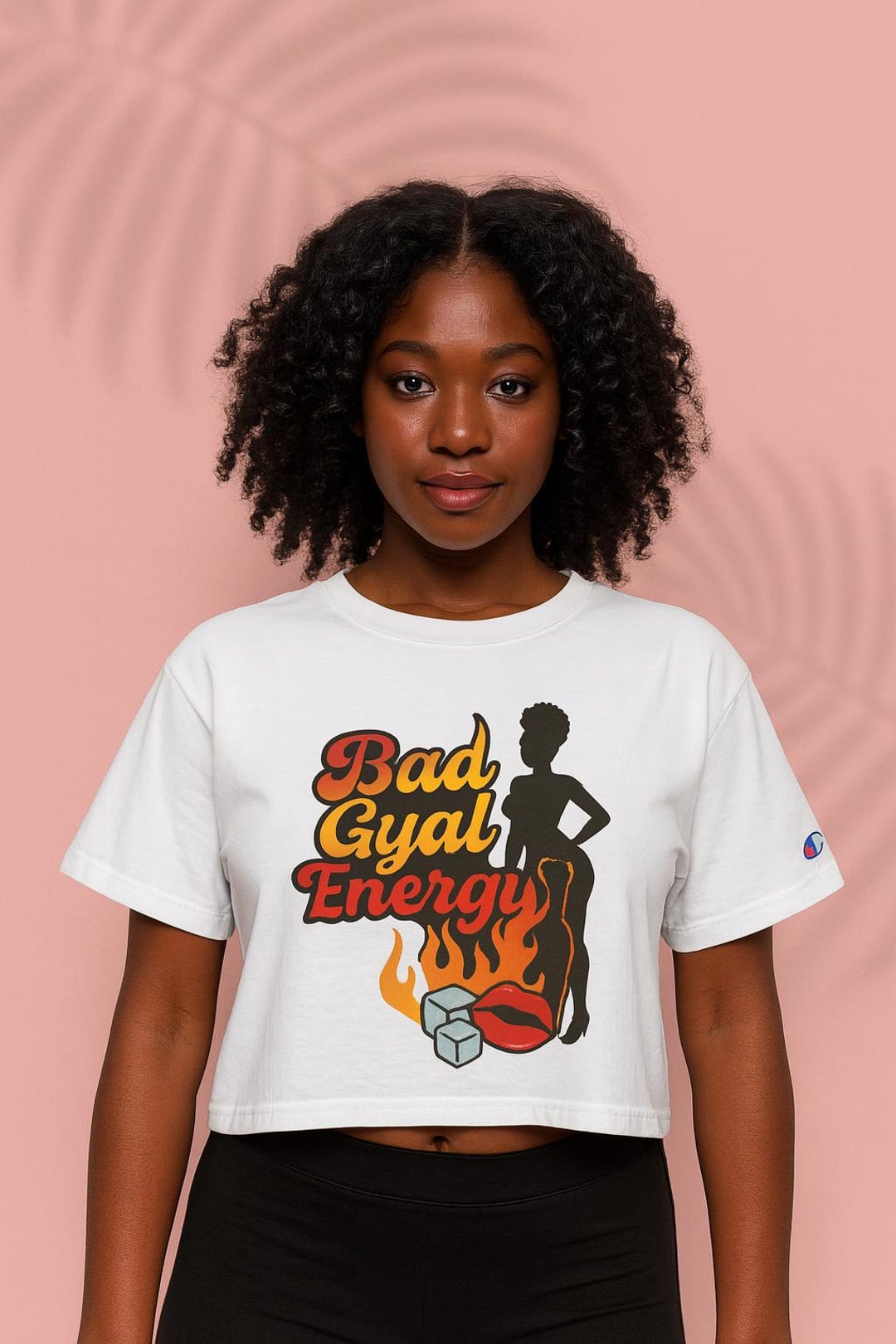 Champion Cropped T Shirt Bad Gyal Energy Jamaican Rasta Womens Tee ...