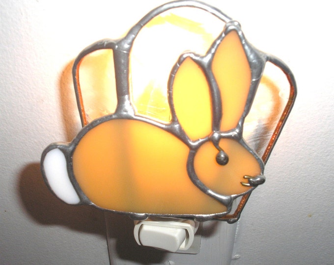 LT Stained Glass Bunny Rabbit Tan Night Light Lamp With Clear - Etsy