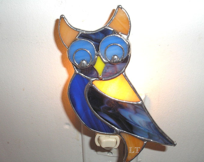 LT Stained Glass Owl Night Light Lamp Made With Blue Dark - Etsy