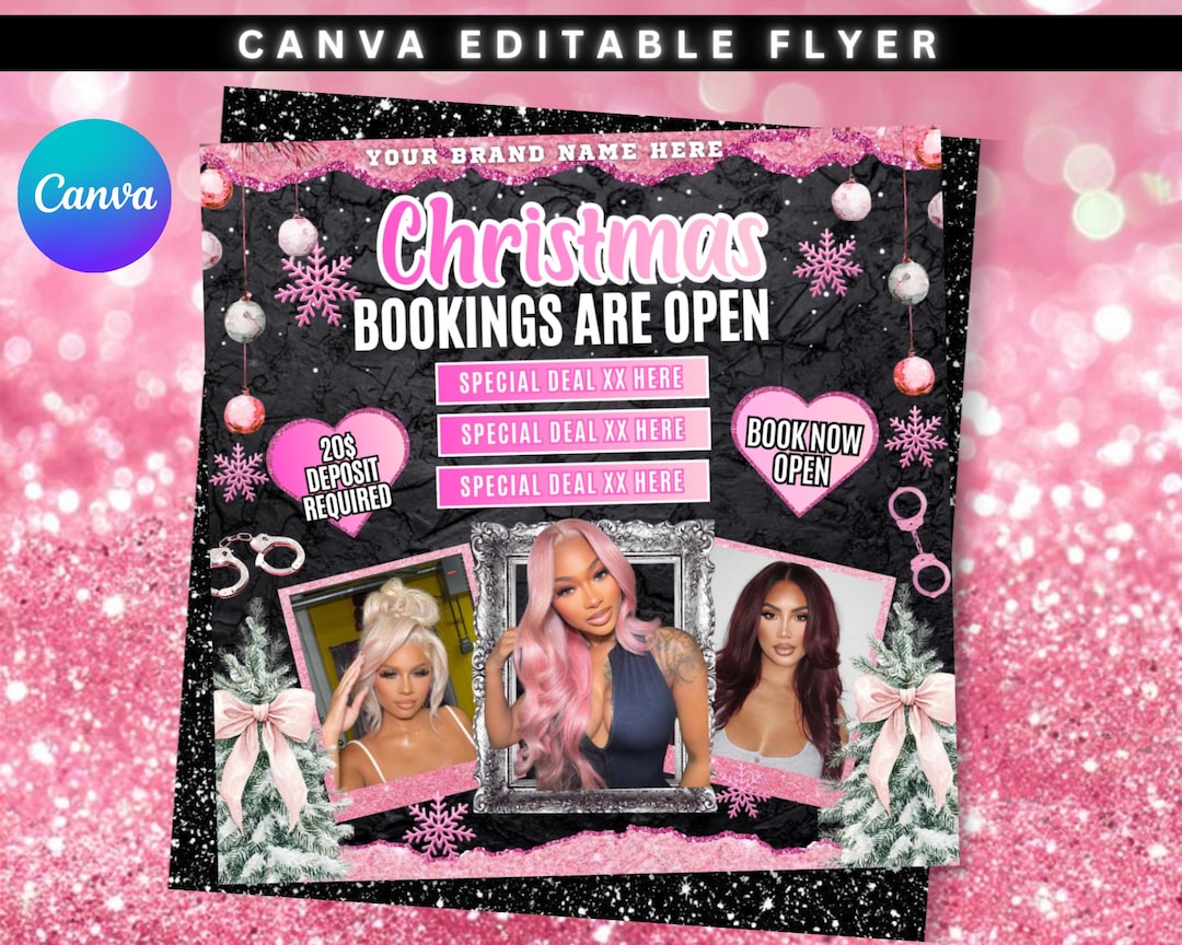 Christmas Booking Flyer, Lash Hair Makeup Nails, Canva Editable - Etsy