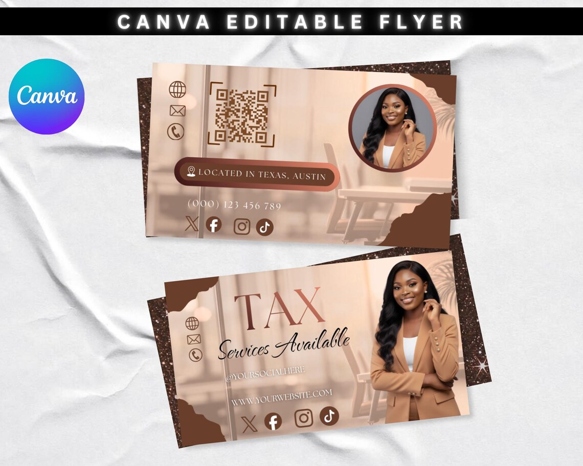 Tax Business Card Canva Template, DIY Marketing (digital Download). - Etsy