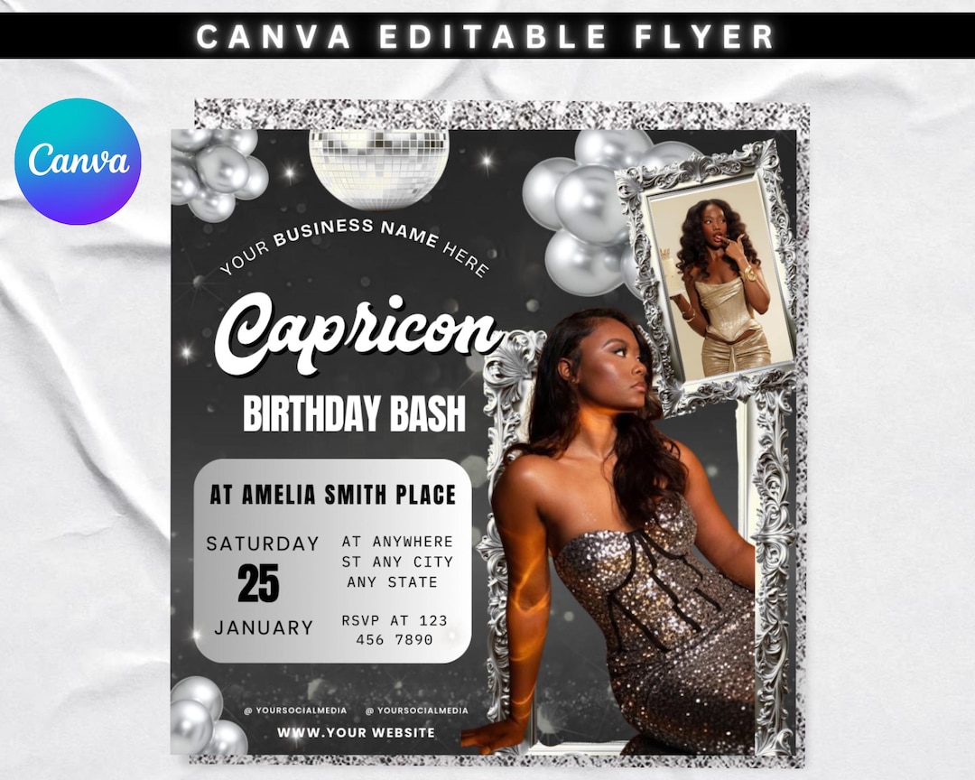 Capricorn Birthday Flyer, Capricorn Nightclub Birthday Flyer, Capricorn ...