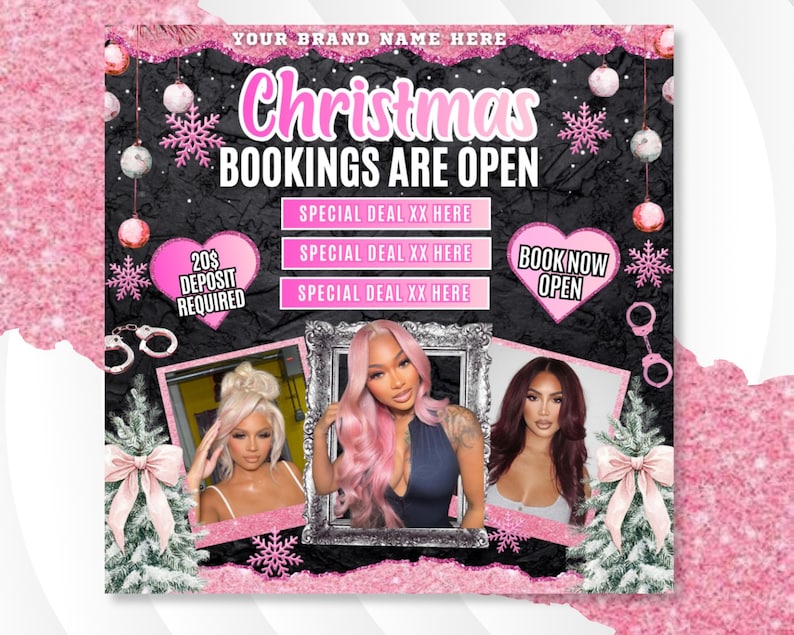 Christmas Booking Flyer, Lash Hair Makeup Nails, Canva Editable - Etsy