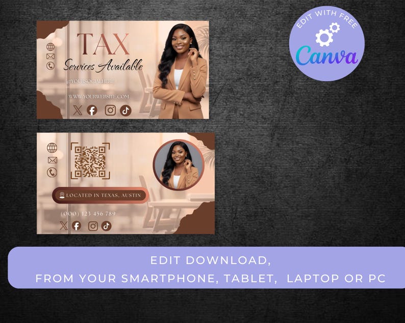 Tax Business Card Canva Template, DIY Marketing (digital Download). - Etsy