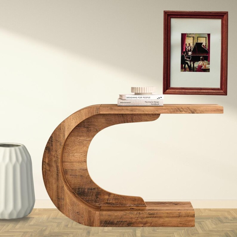 Farmhouse Console Table: Rustic C-shaped Sofa Table for Entryway - Etsy