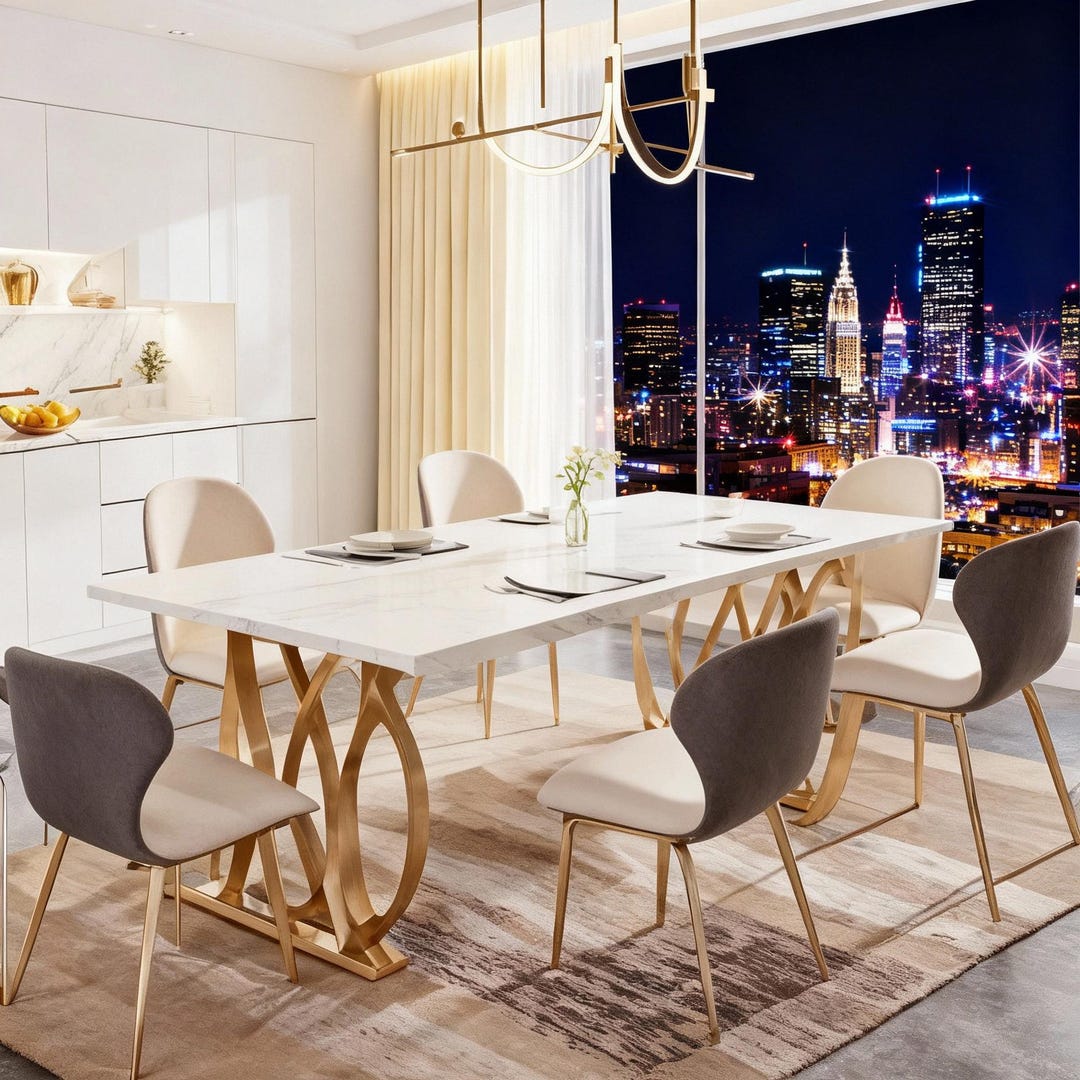 Modern 63" Dining Table: Rectangular Kitchen Table With Contemporary ...