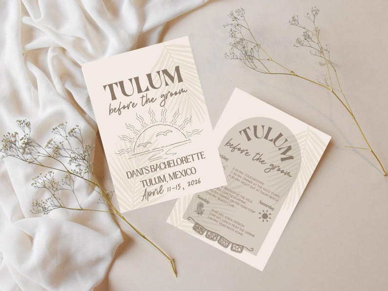 Tulum Before the Groom Bachelorette Itinerary and Invitation Template ...