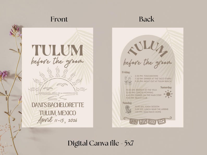 Tulum Before the Groom Bachelorette Itinerary and Invitation Template ...