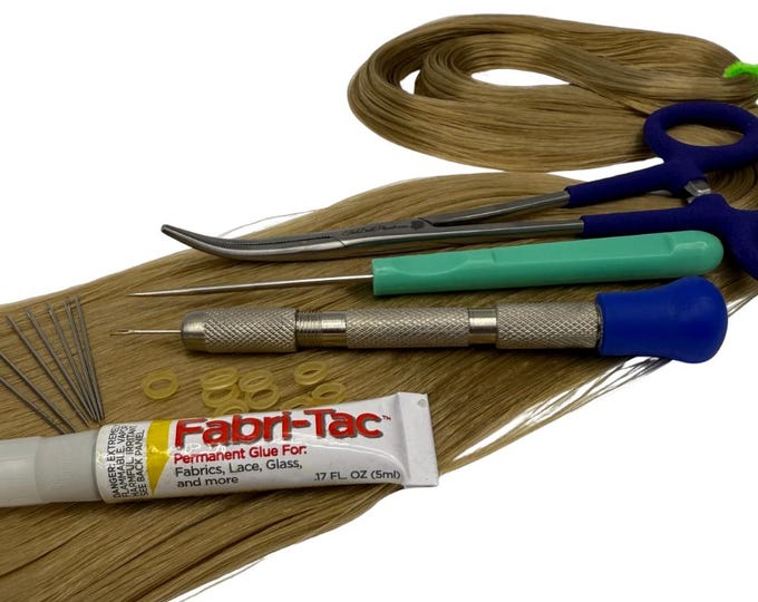 7 Piece Rerooting Starter Kit With Tools and Doll Hair for Rerooting ...