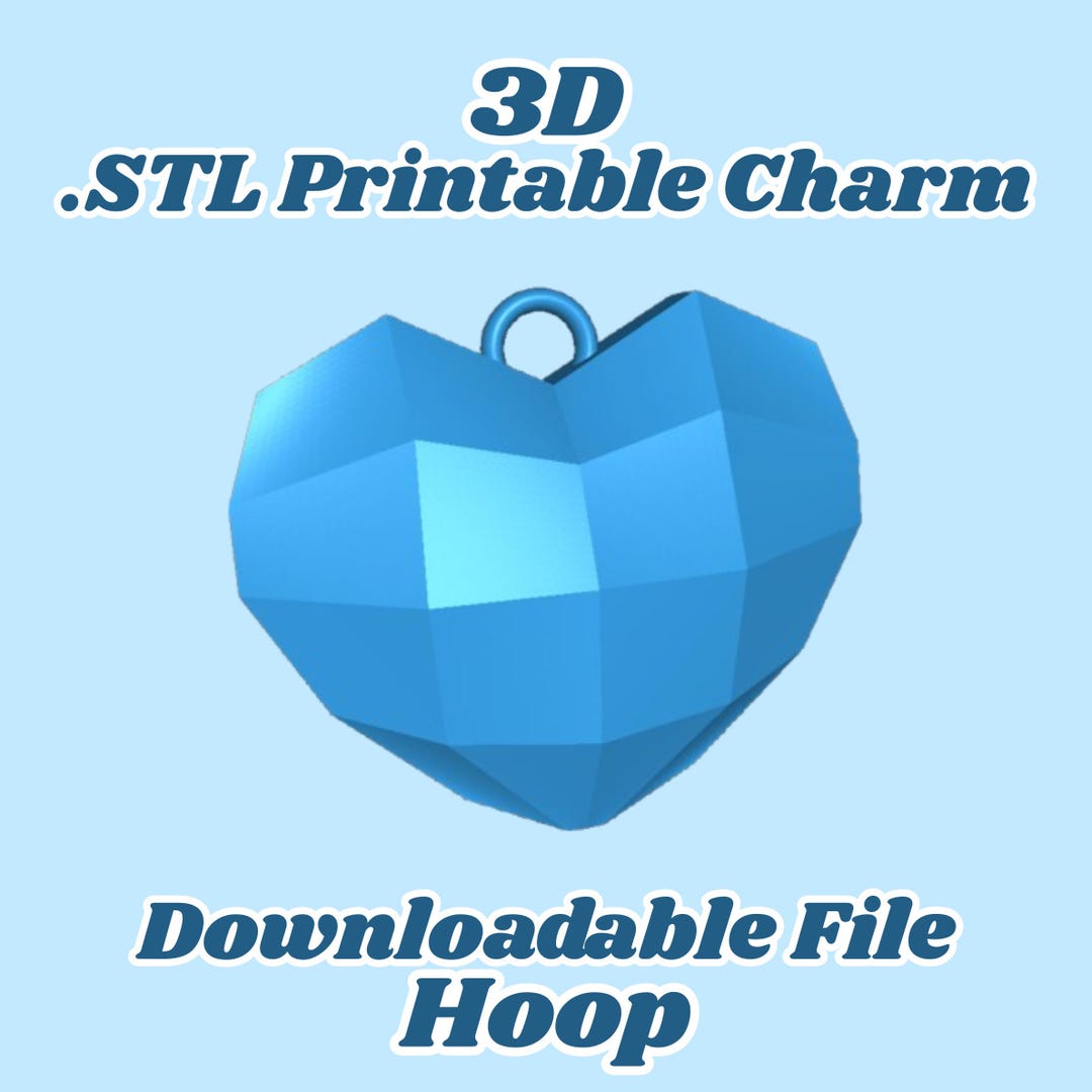 Low Polygon Heart Charm STL File: 3D Printing Jewelry, Keychains ...