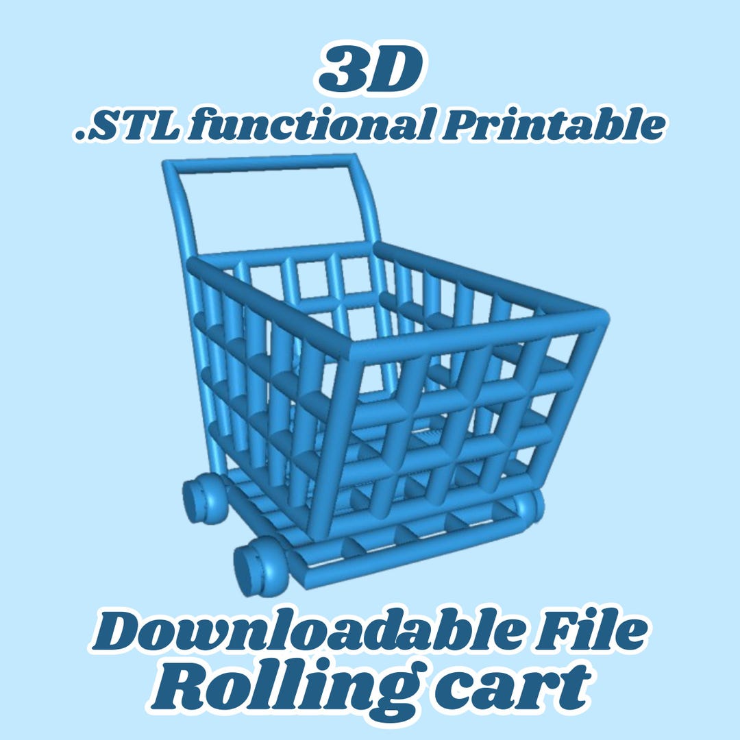 Grocery Cart 3D Printable With Functional Wheels .STL Digital Download ...