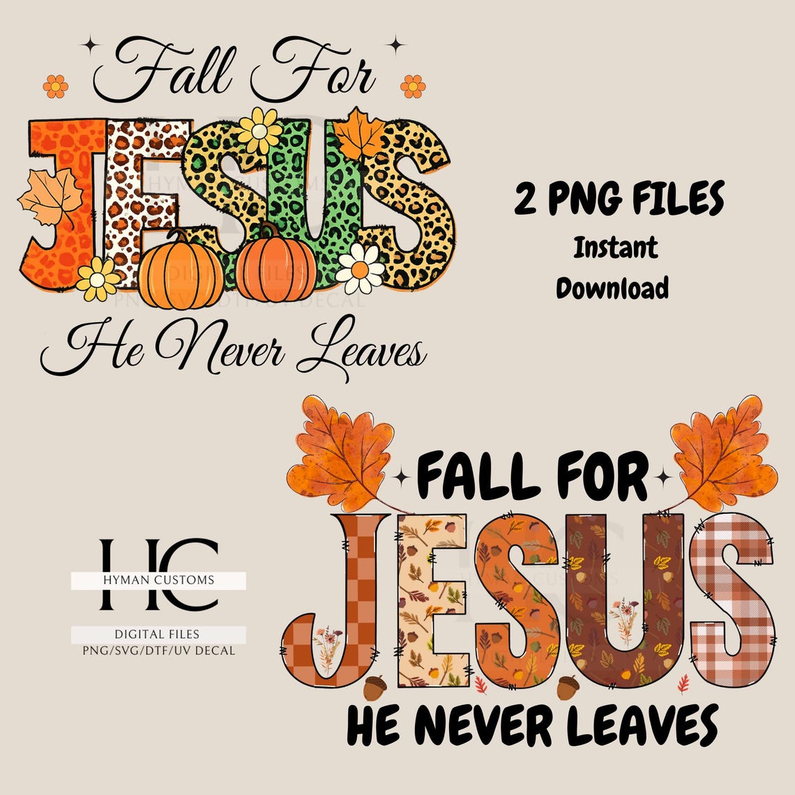 Fall for Jesus PNG Bundle: Christian Autumn Designs (digital Download ...